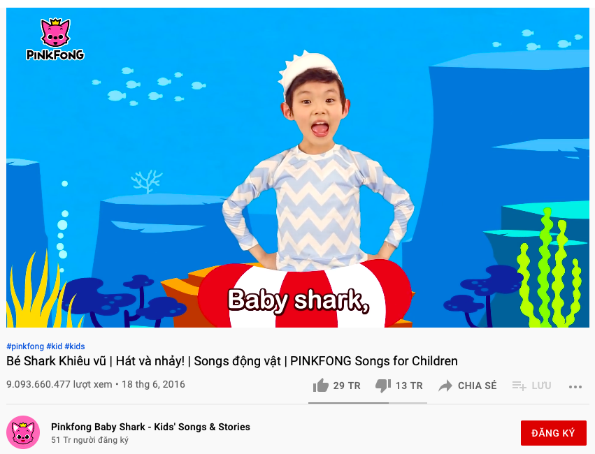 MV quốc dân "Baby Shark" đạt 9 tỷ view, kênh Pinkfong Baby Shark nhận ...