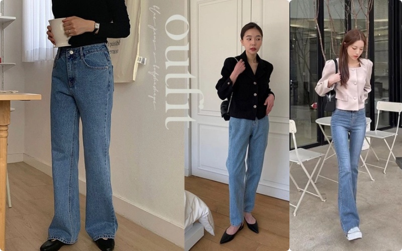 Kiểu quần jeans cho thu này: Hack chân thon dài, giấu chân cong triệt để