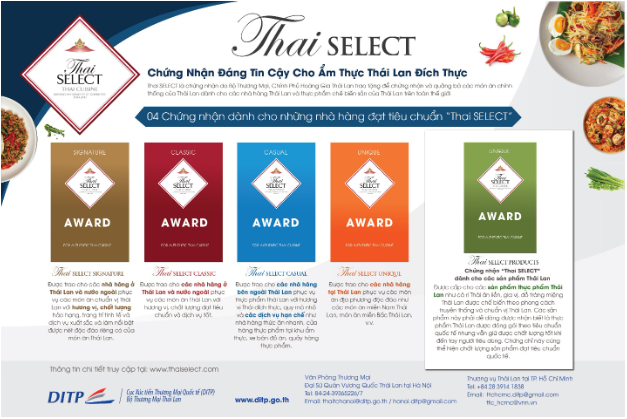Tìm hiểu chứng nhận "Thai SELECT" và các nhà hàng "Thai SELECT" ở Việt Nam