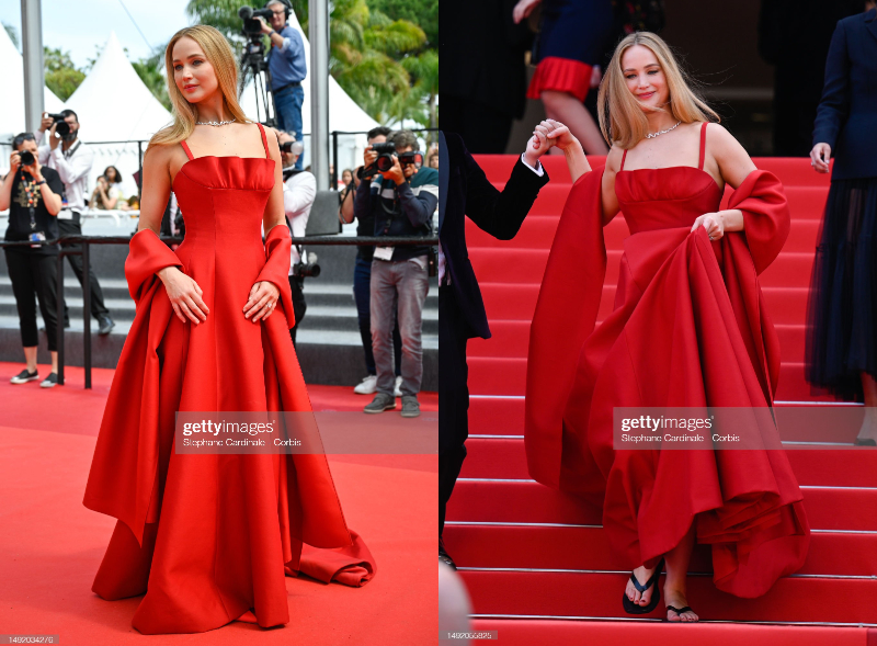 Thảm đỏ Cannes 2023 ngày 6: Jennifer Lawrence đi dép xỏ ngón, Lưu Thi ...