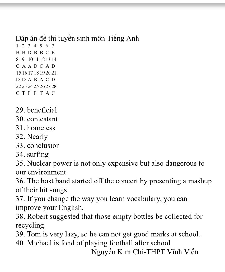 Tuyển sinh lớp 10 tại TP HCM: Gợi ý giải đề thi tiếng Anh