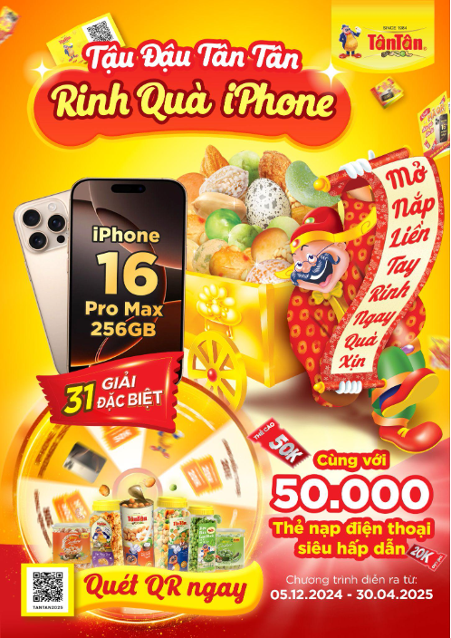 Trúng iPhone 16 Promax với chương trình khuyến mại "khủng" cùng Tân Tân