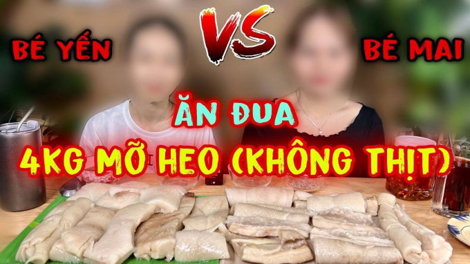Dân mạng “rợn người” với màn thách đấu mukbang mỡ heo của bé Mai:
