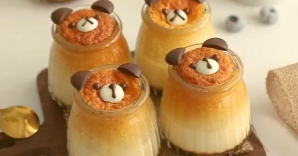 Cách làm bánh gato flan hình gấu vừa đẹp vừa ngon